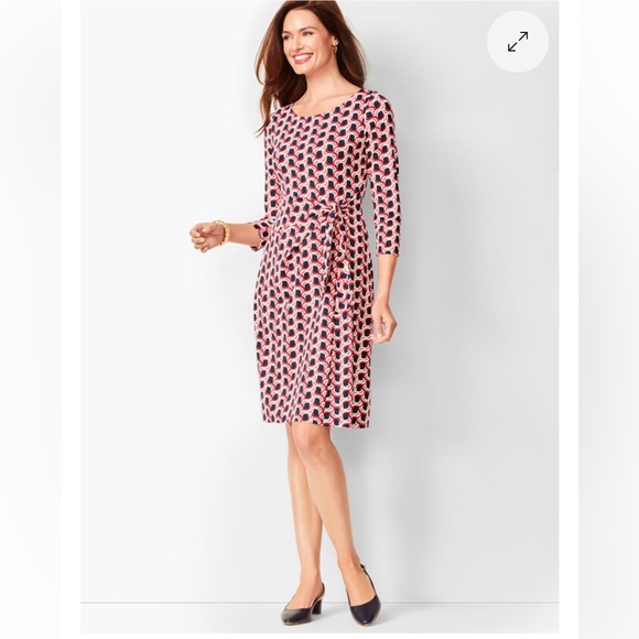 Talbots | Dresses | Talbots Red And Navy Blue Faux Wrap Tie Front ...